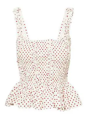 DAMSON MADDER Raphi Cami Polka-dot Cotton Top - Multi