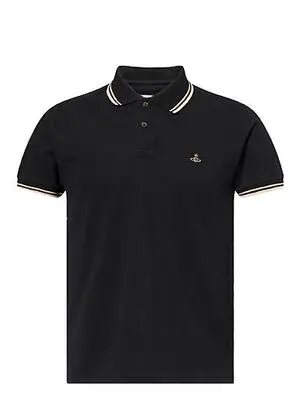VIVIENNE WESTWOOD Classic-collar Knitted Cotton Polo T-shirt - Black
