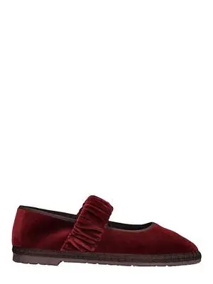 FLABELUS Mafalda Velvet Ballet Flats - Wine
