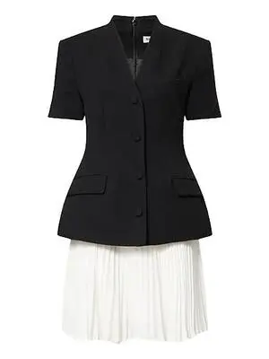 Simkhai Leah Blazer Crepe Mini Dress - Black Multi