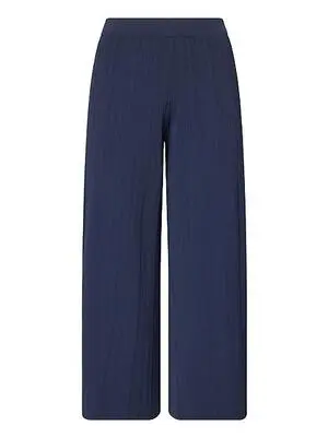 Max Mara Plissé Wide-leg Knitted Trousers - Navy