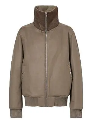 Rick Owens High-neck Wool Bomber Jacket - Dust