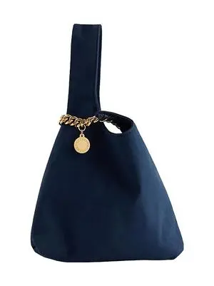Stella McCartney Faux Suede Wristlet With Chain Detail - Navy