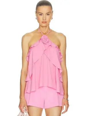 Generation Love Carrie Halter Blouse With Floral Accent - Pink