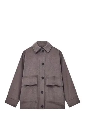Giorgio Armani Llama Wool Peacoat With Patch Pockets - Grey