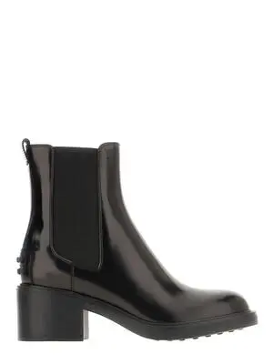 TOD'S Leather Chelsea Boots With Block Heel - Multicolor
