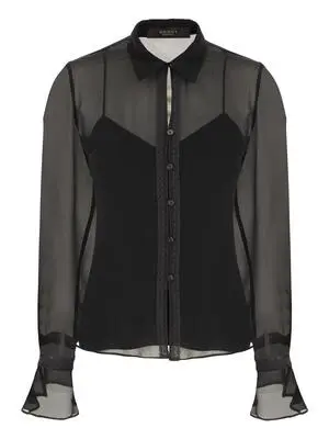 Gucci Black Sheer Draped Shirt - Multicolor