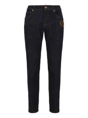Dolce & Gabbana Dark Wash Jeans With Logo Detail - Multicolor