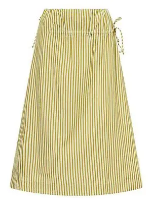 DAMSON MADDER Striped Cotton Midi Skirt - Basil