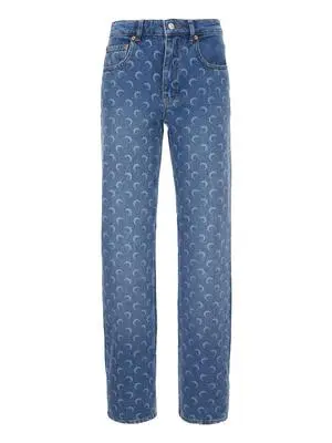 MARINE SERRE Printed Monogram Jeans - Multicolor