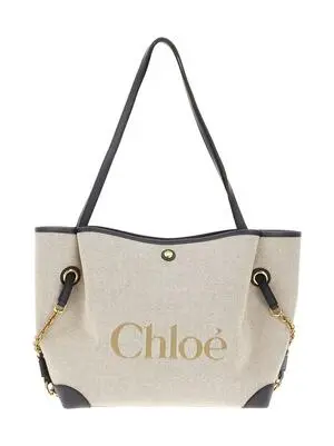 Chloé Canvas Shopper Bag With Gold Tone Chain Detail - Multicolor
