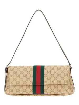 Gucci Monogrammed Canvas Bag With Web Detail - Multicolor