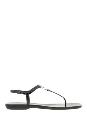 Gucci Black Patent Leather Thong Sandals - Multicolor