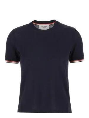 THOM BROWNE THOM BROWNE Navy Blue Knitwear With Striped Cuffs