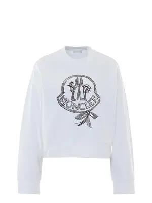Moncler Cotton Logo Graphic Print Sweatshirt - White
