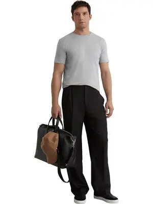 REISS Bless Cotton Crew-neck Tailored-fit T-shirt Grey