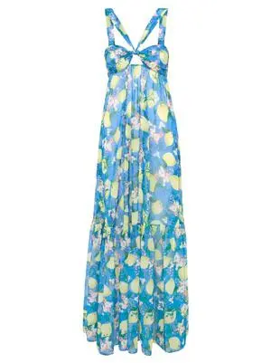 La Perla Floral Print Maxi Dress - Blue