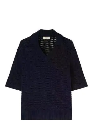 RETORI V-neck Cotton T-shirt - Blue