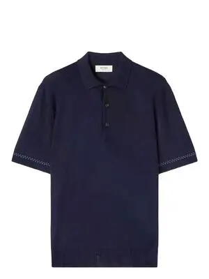 RETORI Damier Patterned Knit Polo Shirt - Blue
