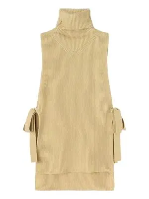 RETORI Retro Ribbed Knit Side-tie Vest - Yellow