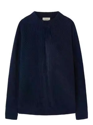 RETORI Ribbed-knit Mock Neck Cashmere Sweater - Blue