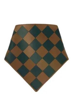 RETORI Damier Pattern Leather Bandana - Brown