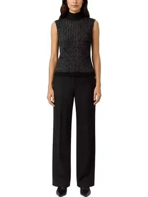 RETORI Sleeveless Micro-check Knit Vest - Black