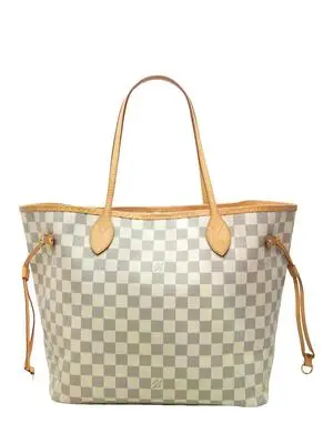 LOUIS VUITTON Damier Azur Neverfull Mm Tote Bag - White