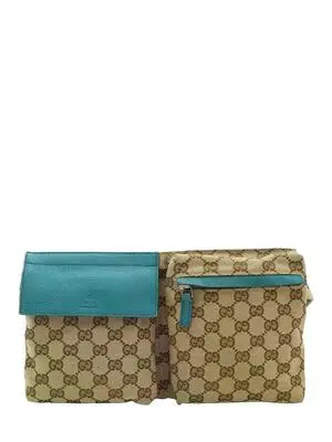 Gucci Gg Canvas Web Double Pocket Belt Bag - Neutrals