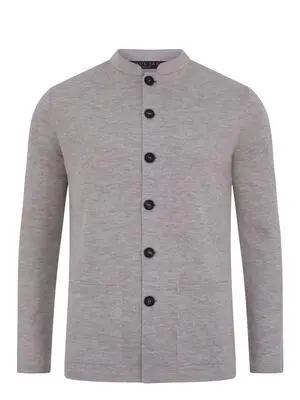 PAUL JAMES KNITWEAR Extra Fine Merino Wool Knitted Nehru Jacket - Orange