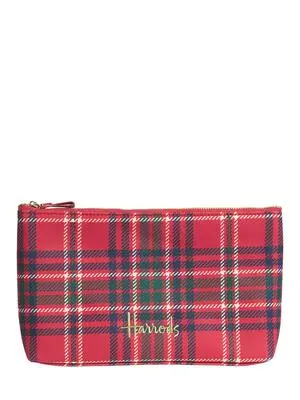 Harrods Small Tartan Logo Pouch - Red