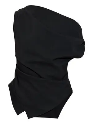 RÓHE One-shoulder Draped Top - Black