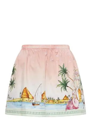 Casablanca Printed Cotton Mini Skirt - Multicolour
