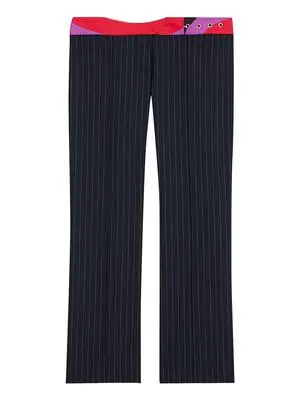 Emilio Pucci Silk-trimmed Pinstriped Wool-blend Flared Pants - Black