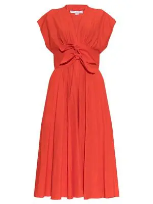 Alaïa V-neck Midi Dress With Belted Waist - Red