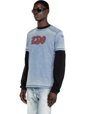 DIESEL® Burnout T-shirt With D78 Print - Blue