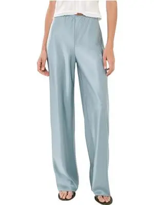 REFORMATION Anine Bing Gale Satin Mid-rise Bias Pant - Turquoise