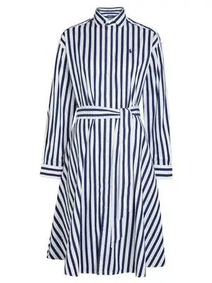 Polo Ralph Lauren Striped Cotton-poplin Midi Shirt Dress - Blue
