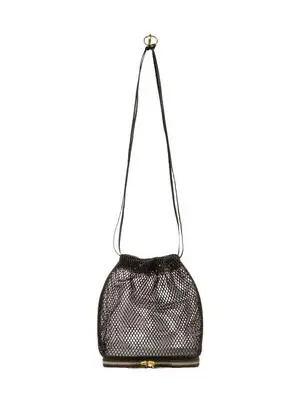 Alaïa Drawstring Mesh Shoulder Bag With Zipper Detail - Black