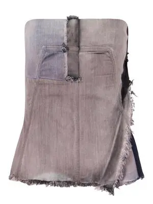 Rick Owens Frayed Denim Bustier Top - No