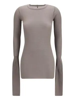 Rick Owens Ribbed Long Sleeve Top - Gray