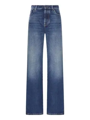 Miu Miu Faded Effect Logo Embroidered Jeans - Blue