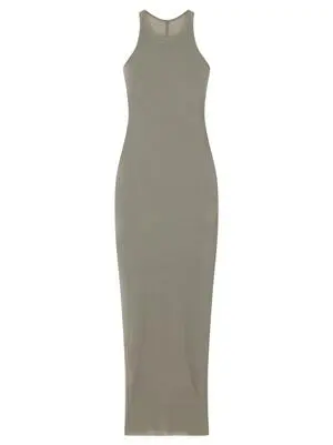 Rick Owens Ribbed Knit Halterneck Midi Dress - Gray