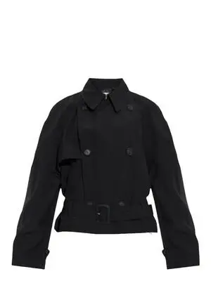 MAISON MARGIELA Belted Wool Blend Cropped Jacket - Anthracite