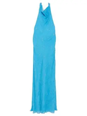 Staud Roselle Beaded Halterneck Maxi Dress - Blue