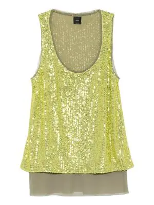 Pinko Sleeveless Sequin Embellished Vest Top - Green