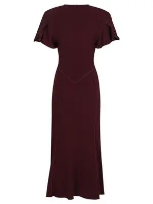 Victoria Beckham Victoria Beckham Pleated V-Neck Dress Brown