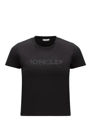 Moncler Logo Embellished Crewneck T-shirt - Black