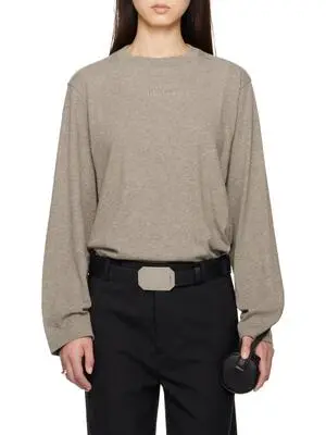 Fear Of God Round Neck Long Sleeve Logo T-shirt - Gray