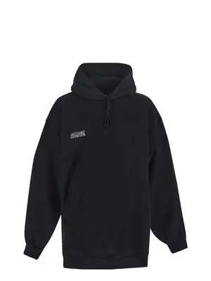 Vetements Logo Embroidered Drawstring Hoodie - Black